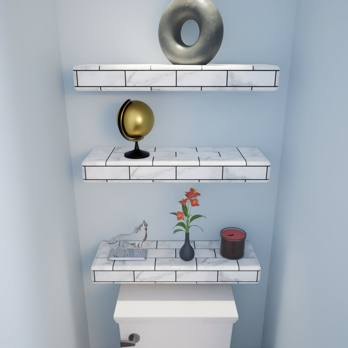 Affordable Bathroom Remodel | Ready-to-Tile Free Floating Shelf ...